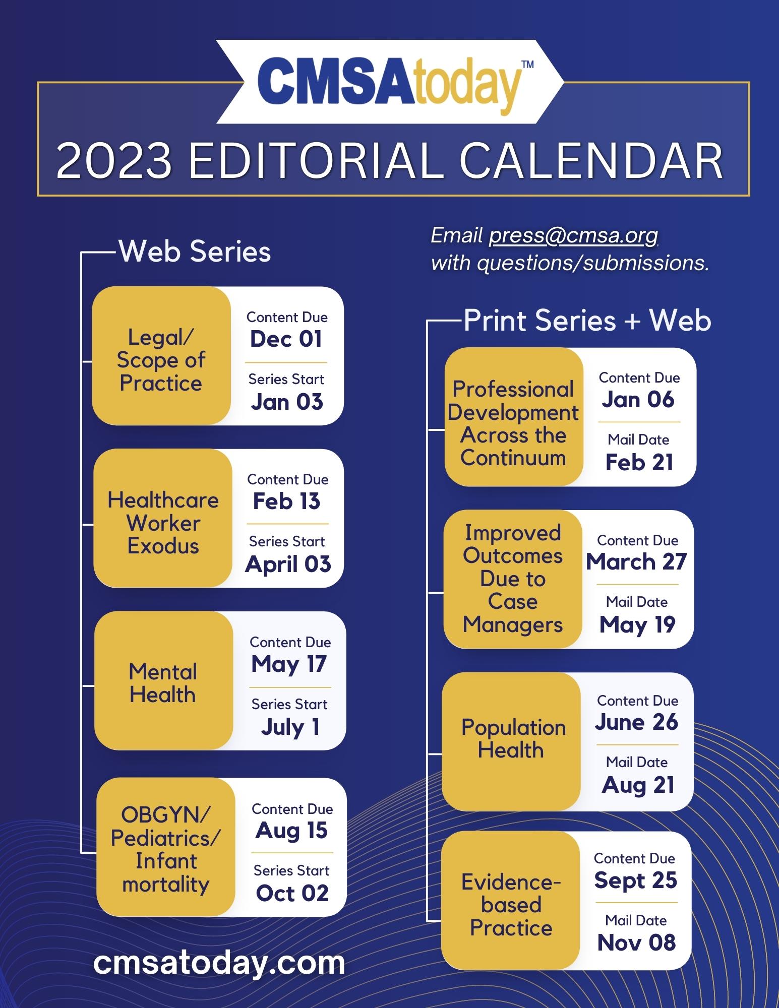 EDITORIAL CALENDAR - Case Management Society of America